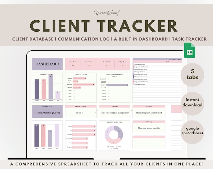 Client Tracker Spreadsheet for Small Businesses, Excel CRM Management ...
