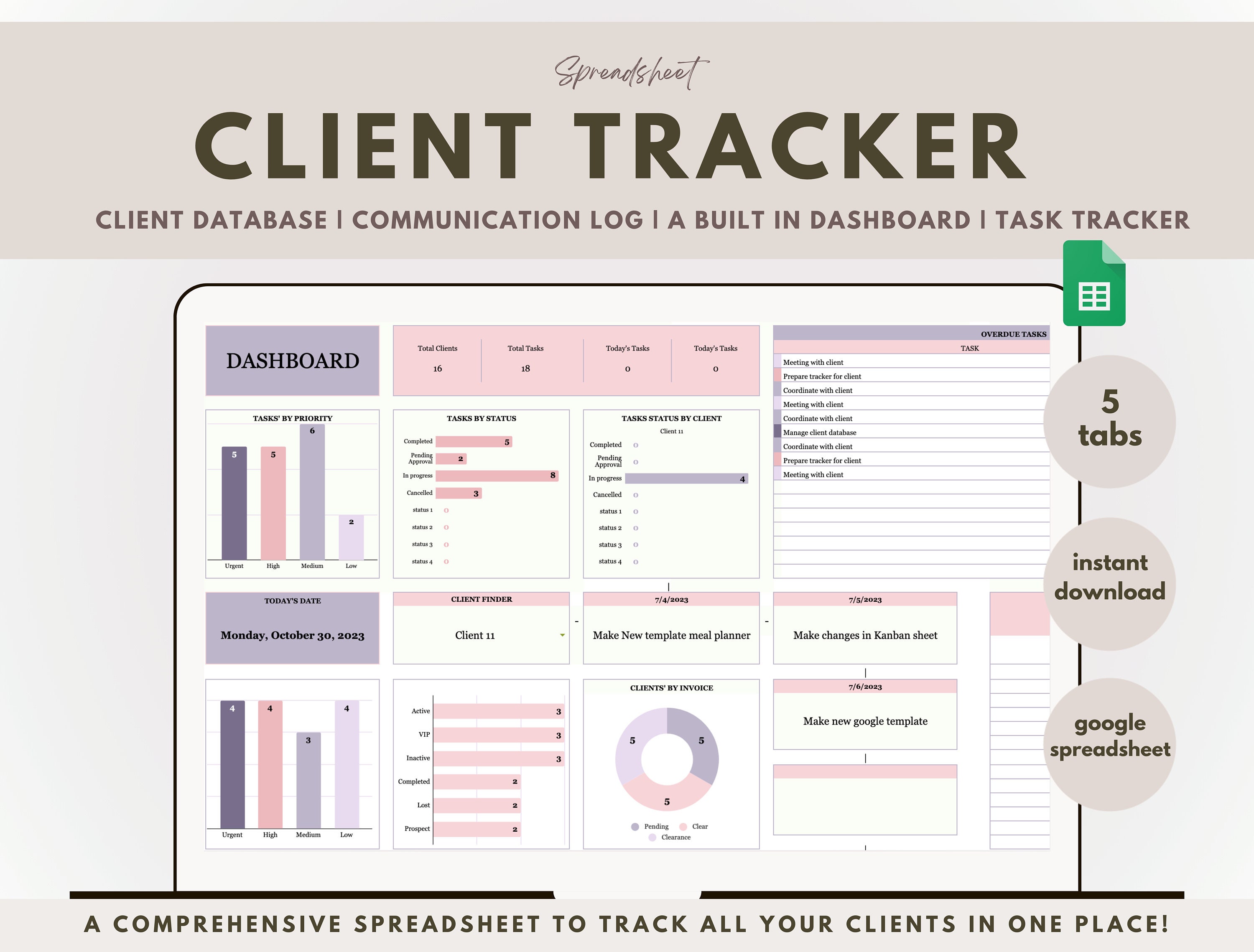 Client Tracker Spreadsheet for Small Business Planner Invoice Template ...