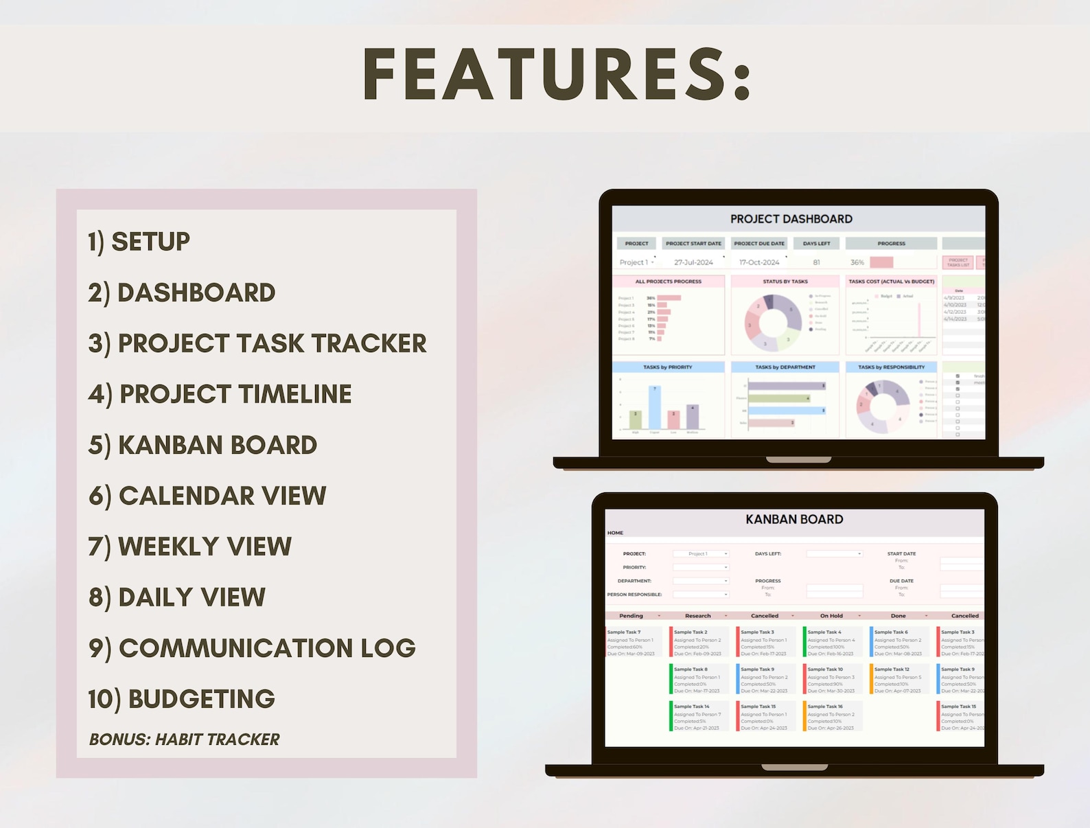 Multi Project Tracker Excel, Project Management Tool, Productivity ...