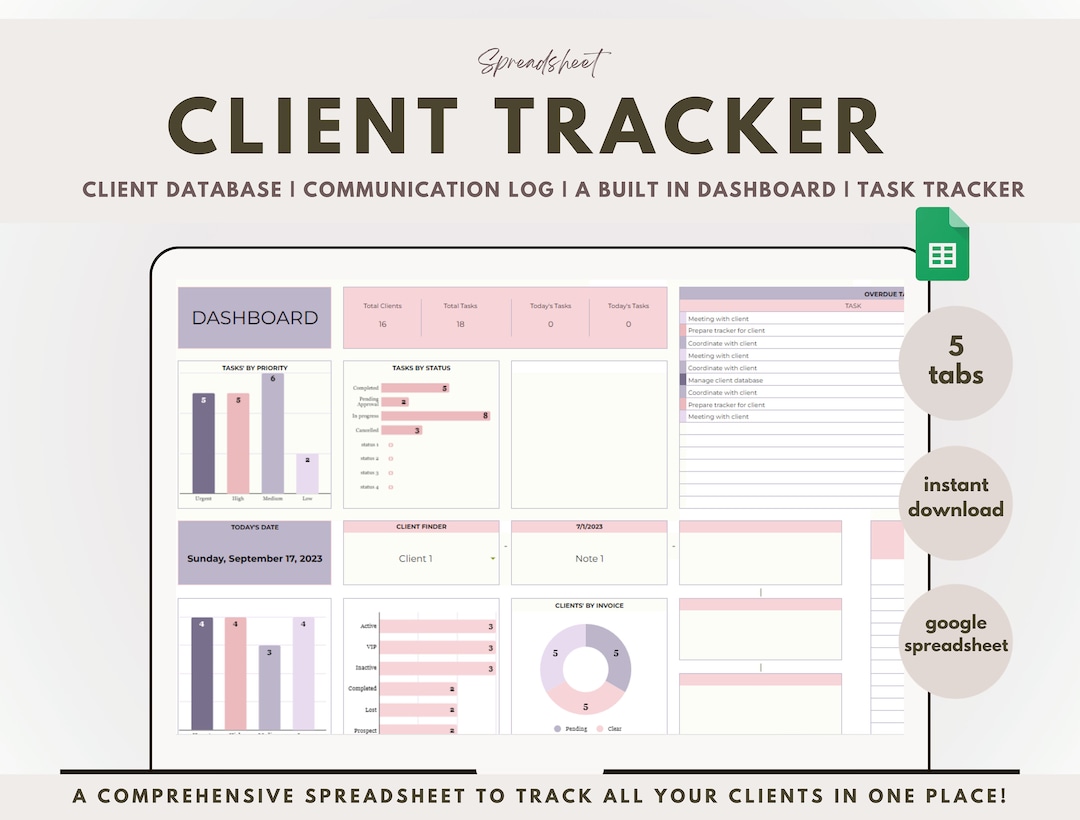 Client Tracker Google Sheets Small Business Planner Spreadsheet Crm ...