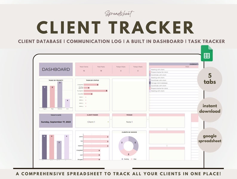 Client Tracker Google Sheets Small Business Planner Spreadsheet Crm ...