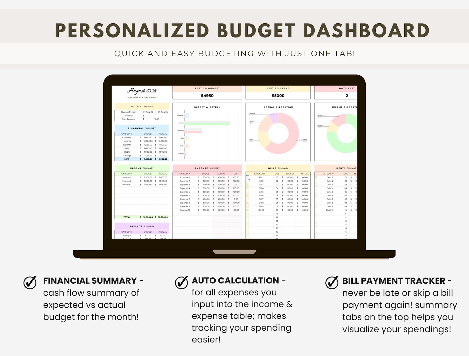 Budget Planner Google Sheet Monthly Excel Budget Spreadsheet Template ...