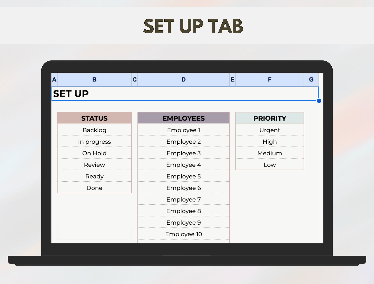 Kanban Board Spreadsheet Task Priority Tracker Employee to Do List ...