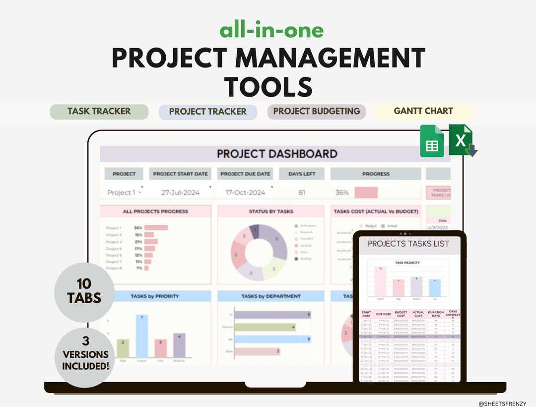Project Management Excel Google Spreadsheet Multi Project Planning Tool ...