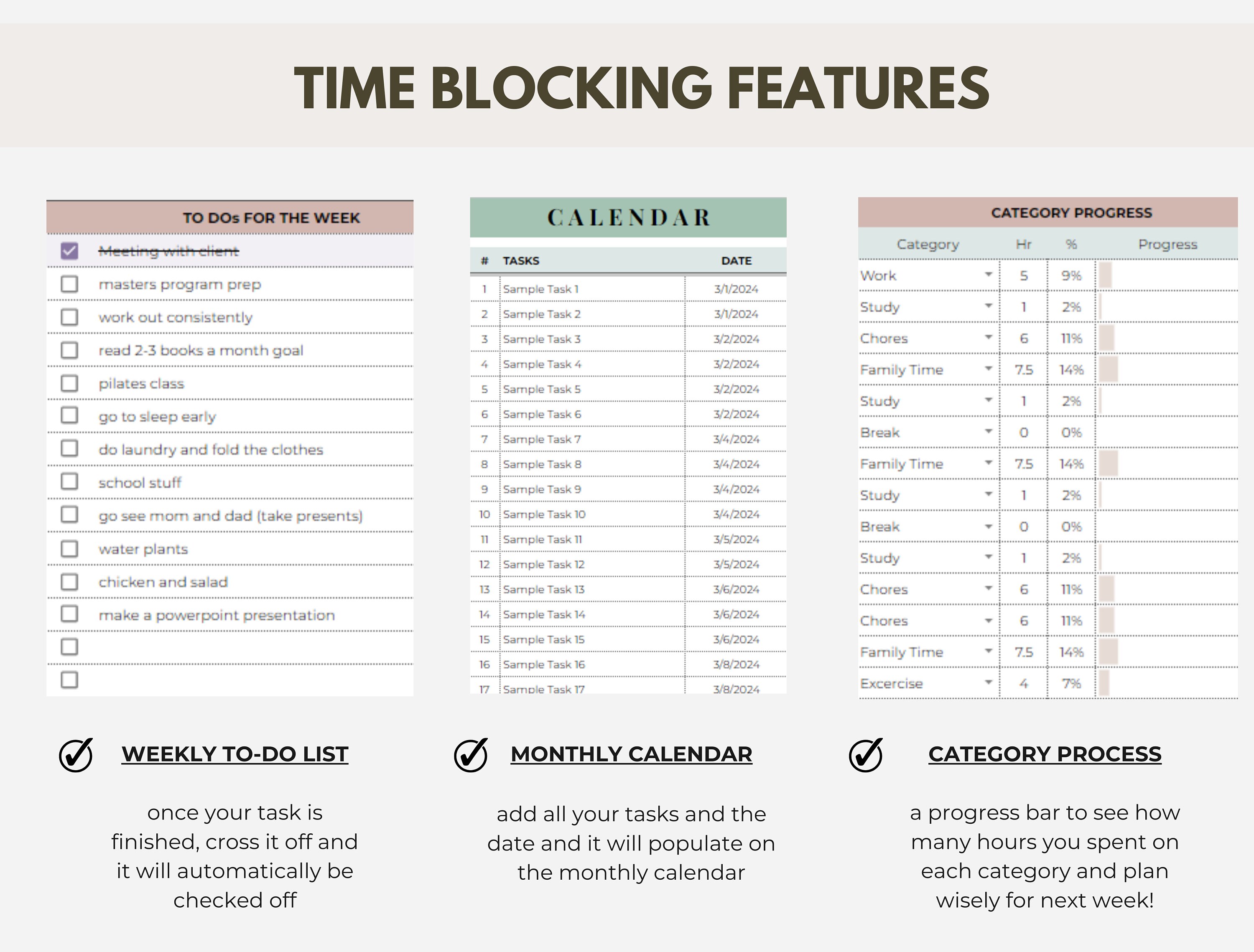 12 Week Year Goal Planner Google Excel Spreadsheet, Goal Tracker, Time ...