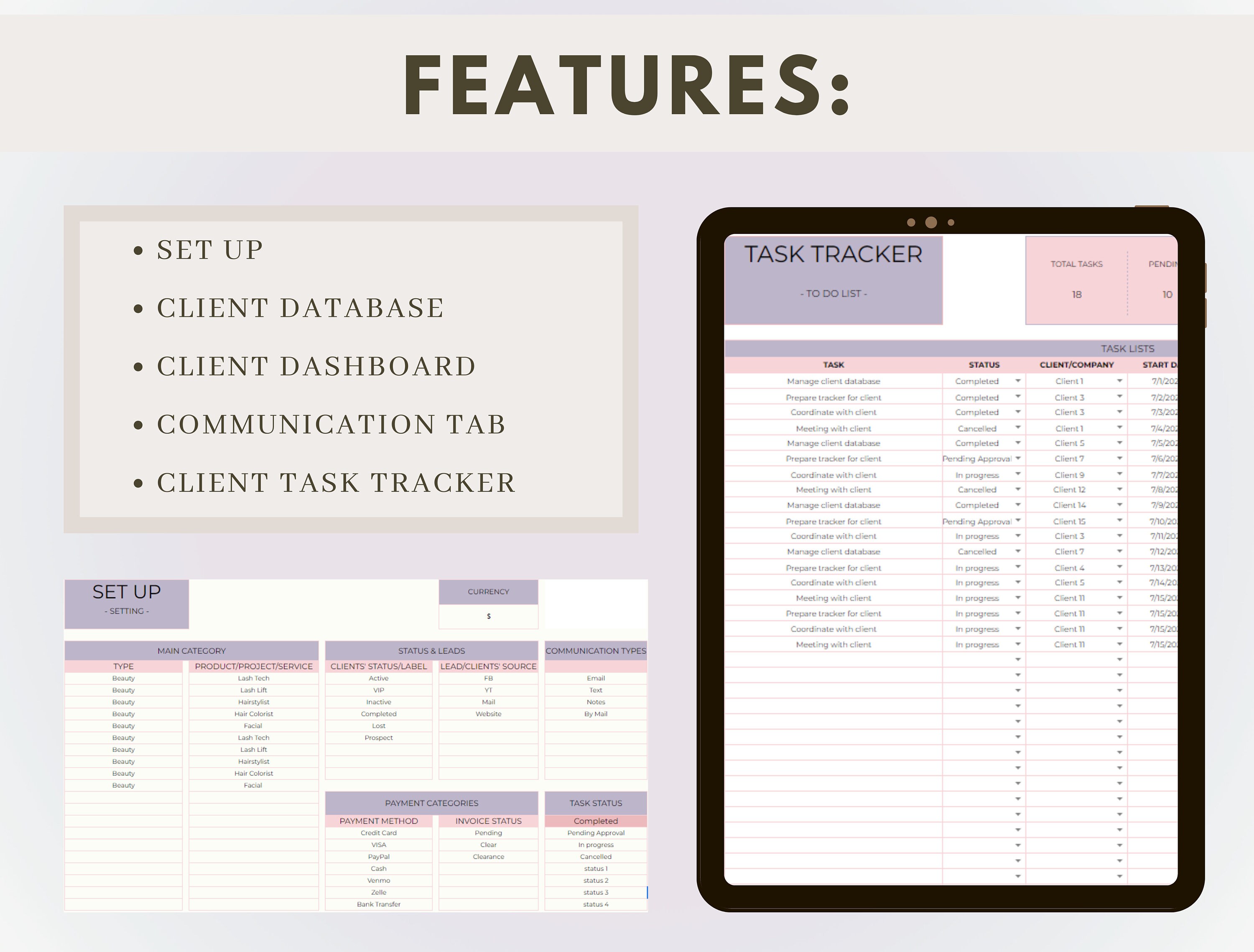 Client Tracker Spreadsheet for Small Business Planner Invoice Template ...