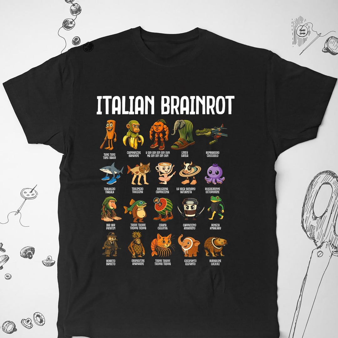 Italian Brain Rot Italian Brainrot Funny Memes T-shirt, Brain Rot Kid T ...