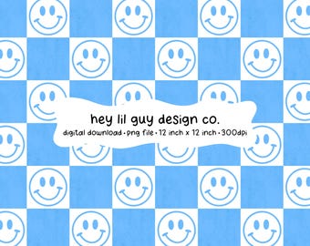 Retro Checkerboard Seamless Pattern Pink Happy Flower Smiley Face ...