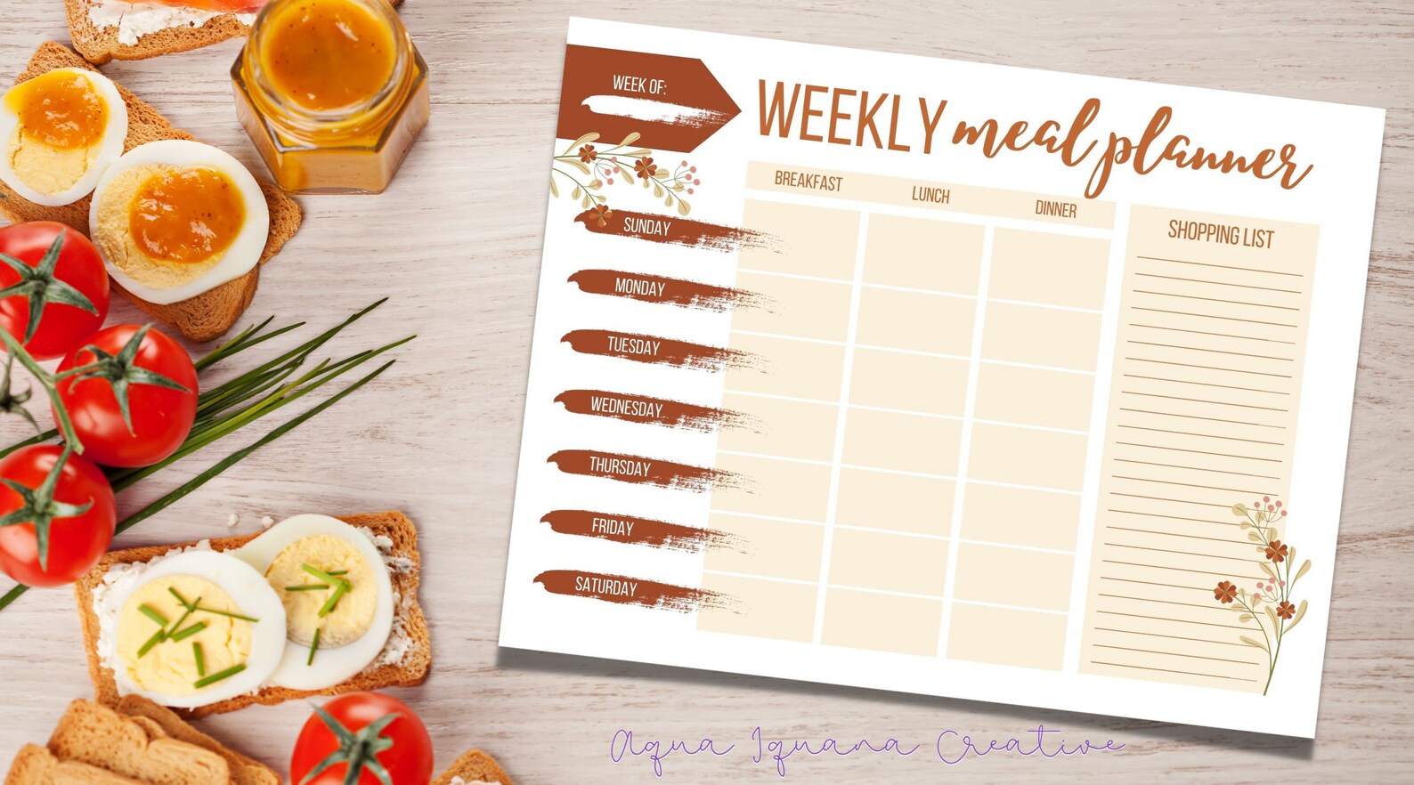 Earthy Flowery Weekly Meal Planner | Meal Planner | Printable Planner ...