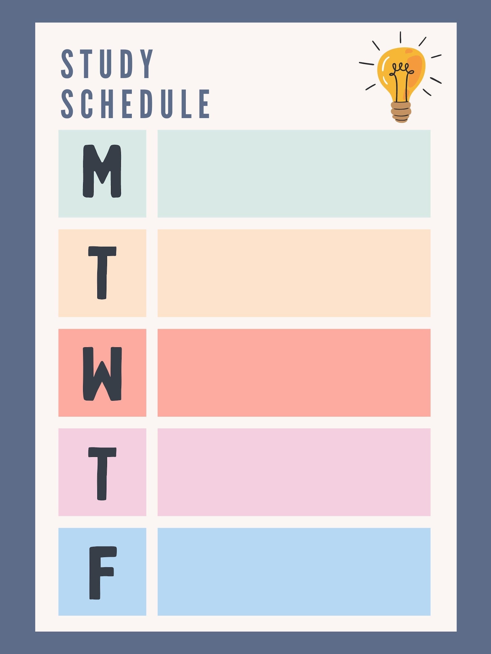 Colorful Study Schedule Printable - Etsy