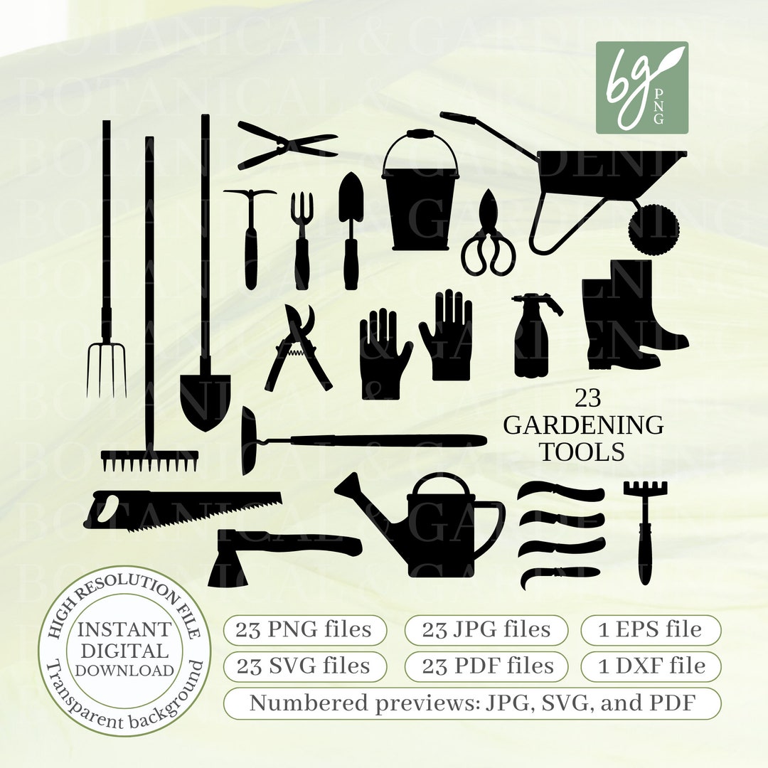 Garden Tools Svg Bundle Gardening Tools Dxf Tools Png - Etsy