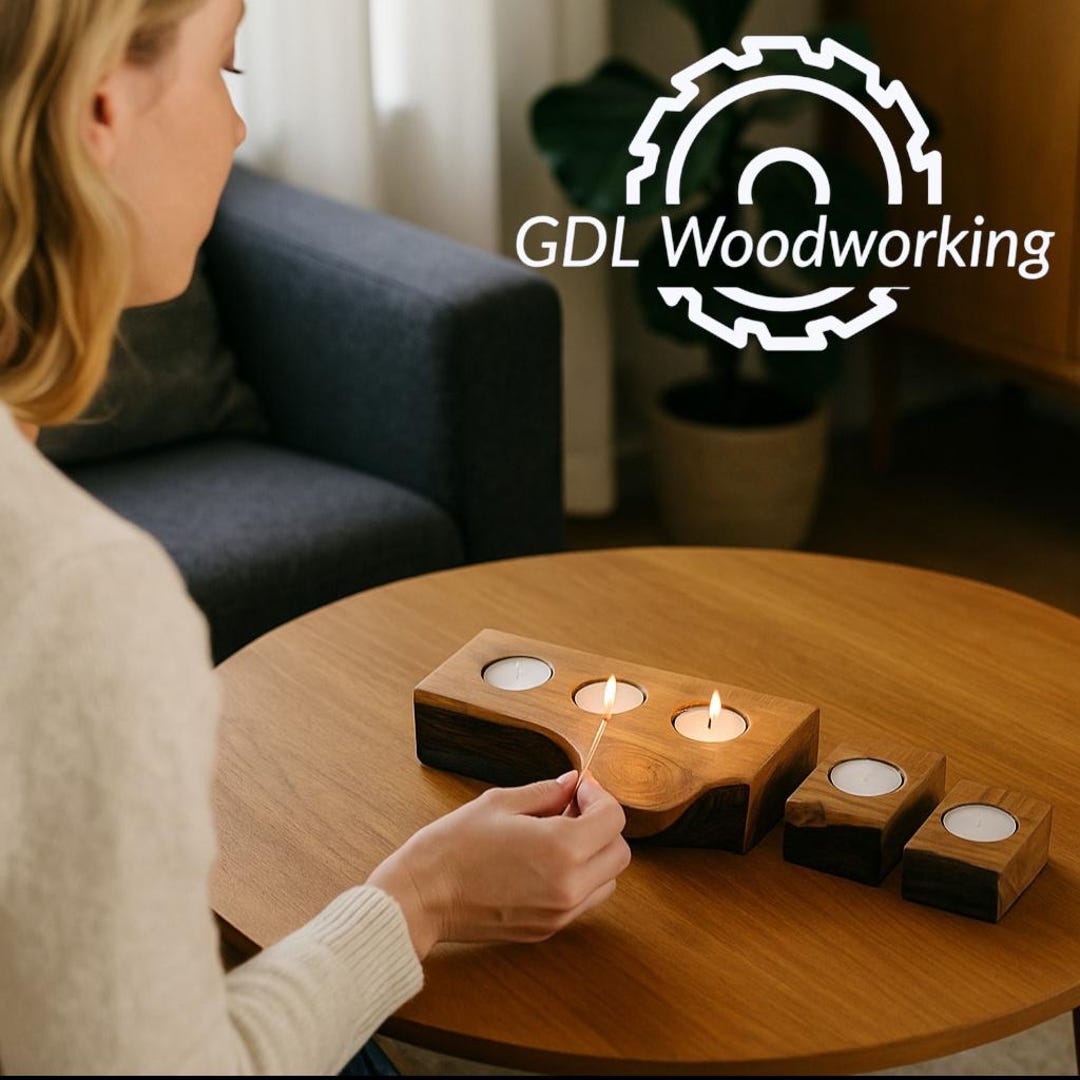 Live Edge Cypress Tea Light Candle Holder Set: Rustic Wood Centerpiece ...