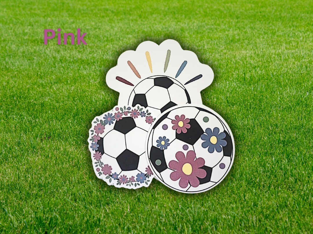 Floral Soccer Ball Vinyl Sticker Set 3 Pack Laptop Sticker Water Bottle ...