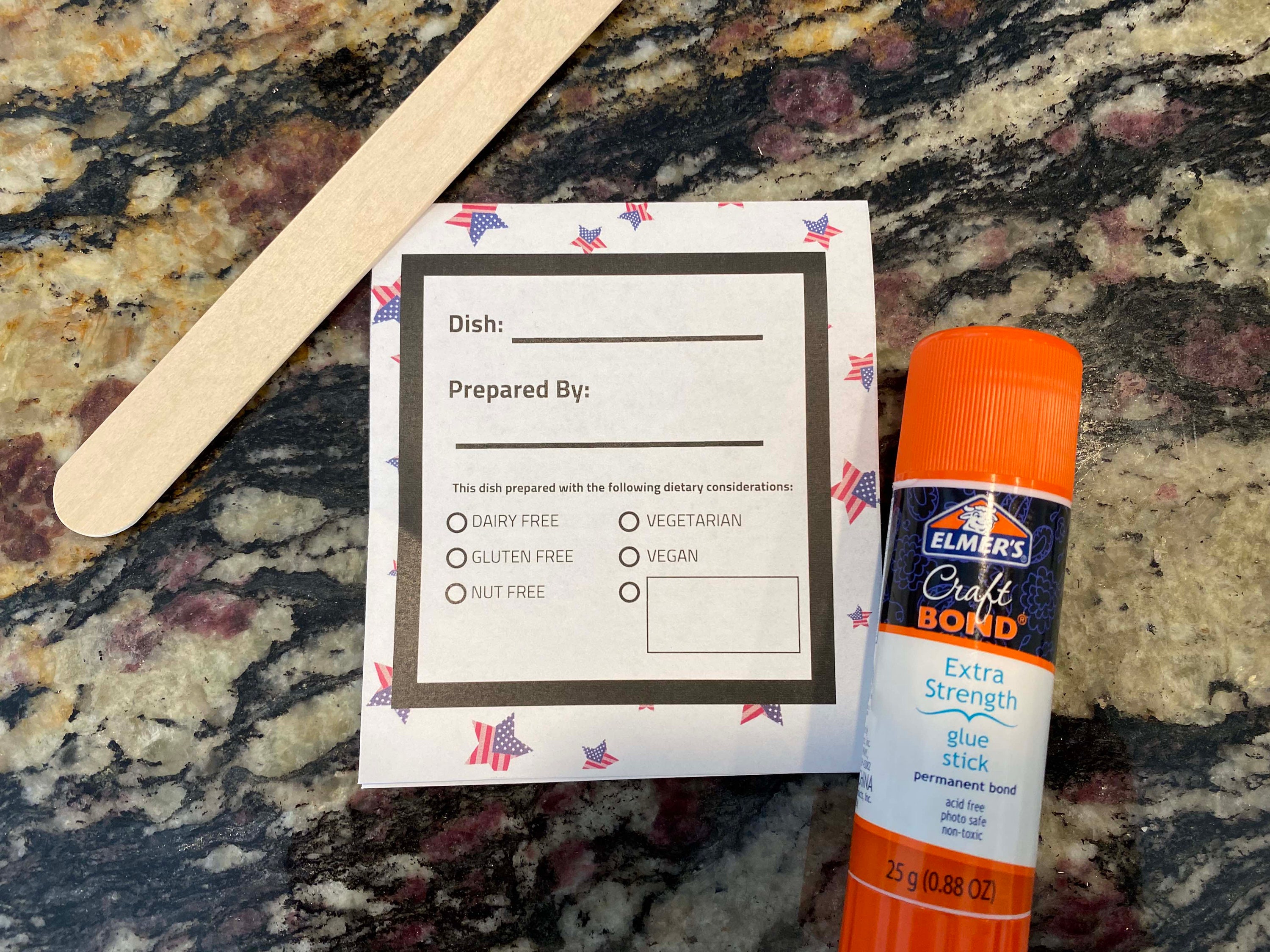 4th of July America Patriotic Independence Day Dietary Cards potluck ...