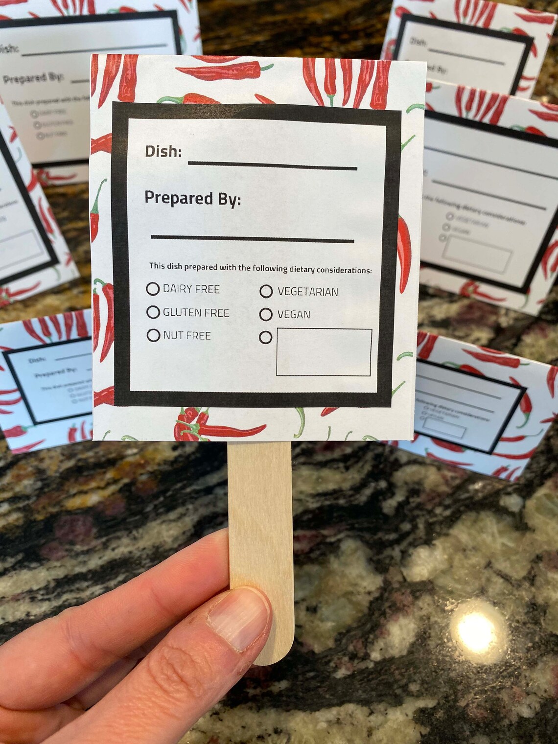 Chili Pepper Dietary Cards potluck, Bake Sale, Meal Share Digital File ...