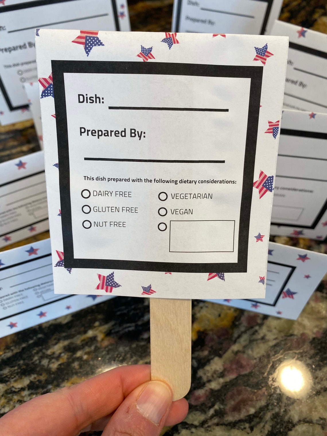 4th of July America Patriotic Independence Day Dietary Cards (potluck ...