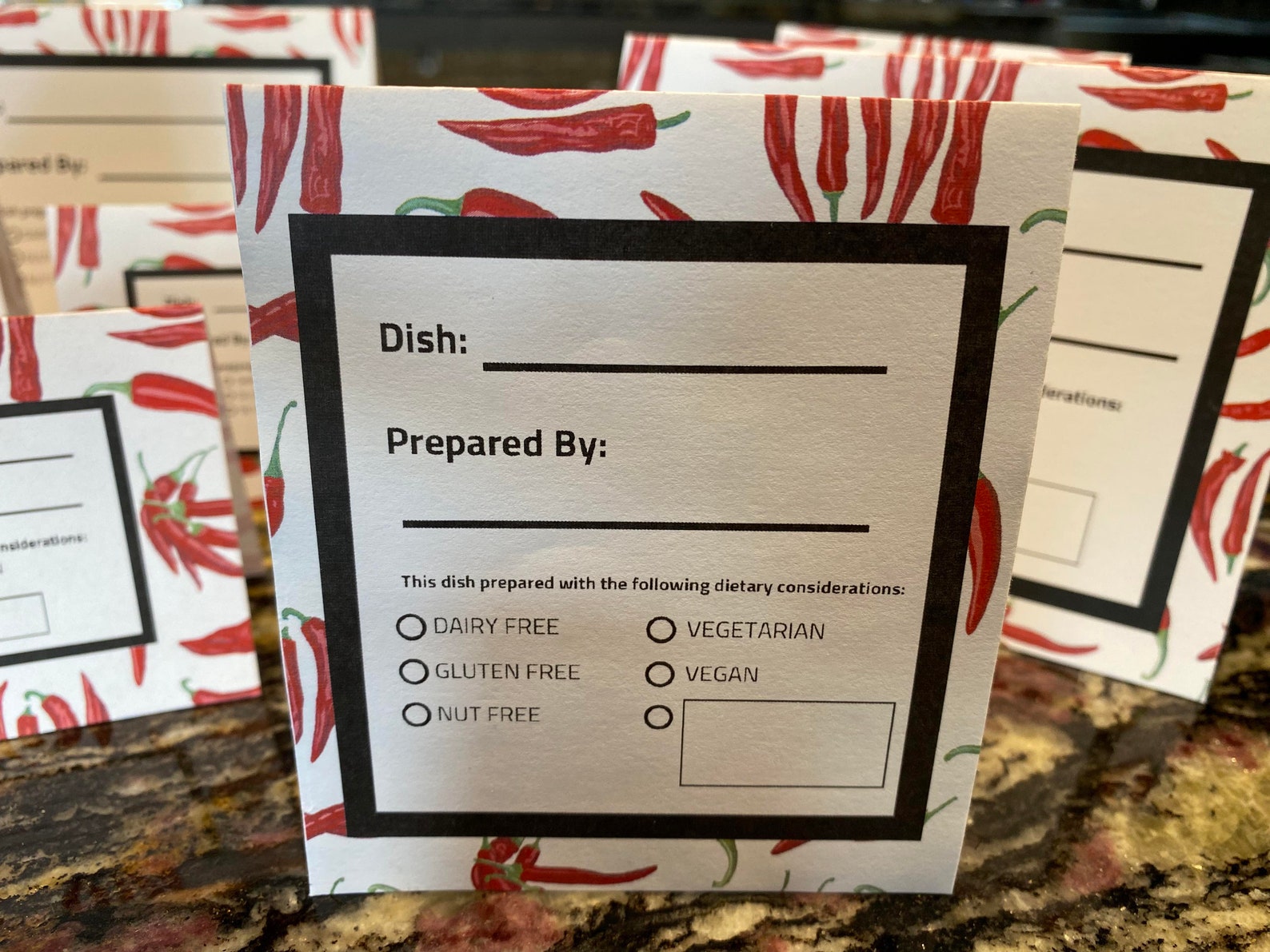 Chili Pepper Dietary Cards potluck, Bake Sale, Meal Share Digital File ...