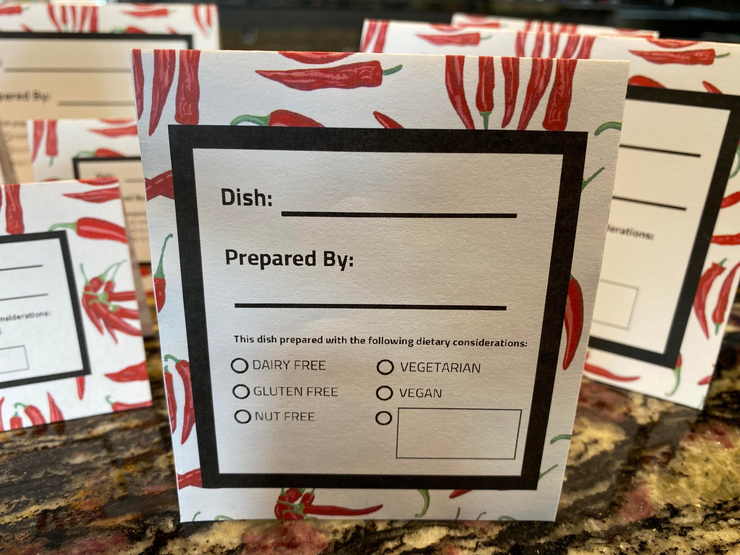Chili Pepper Dietary Cards potluck, Bake Sale, Meal Share Digital File ...