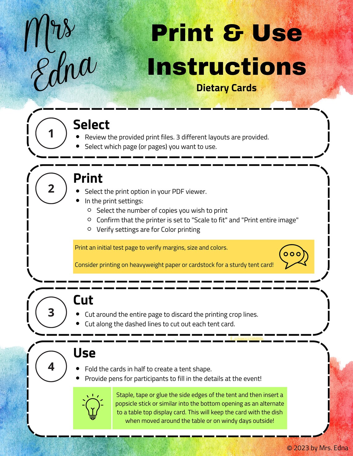 4th of July America Patriotic Independence Day Dietary Cards (potluck ...