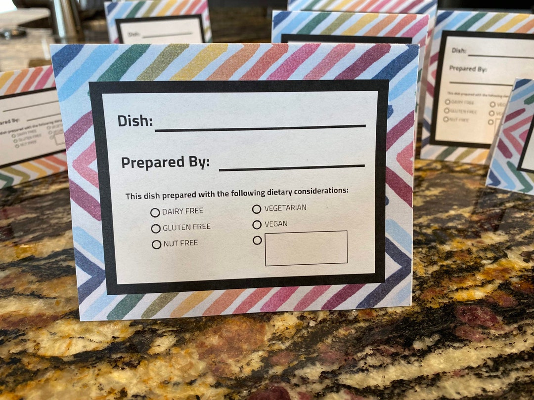 Colorful Dietary Cards (potluck, Bake Sale, Meal Share) - Digital File ...