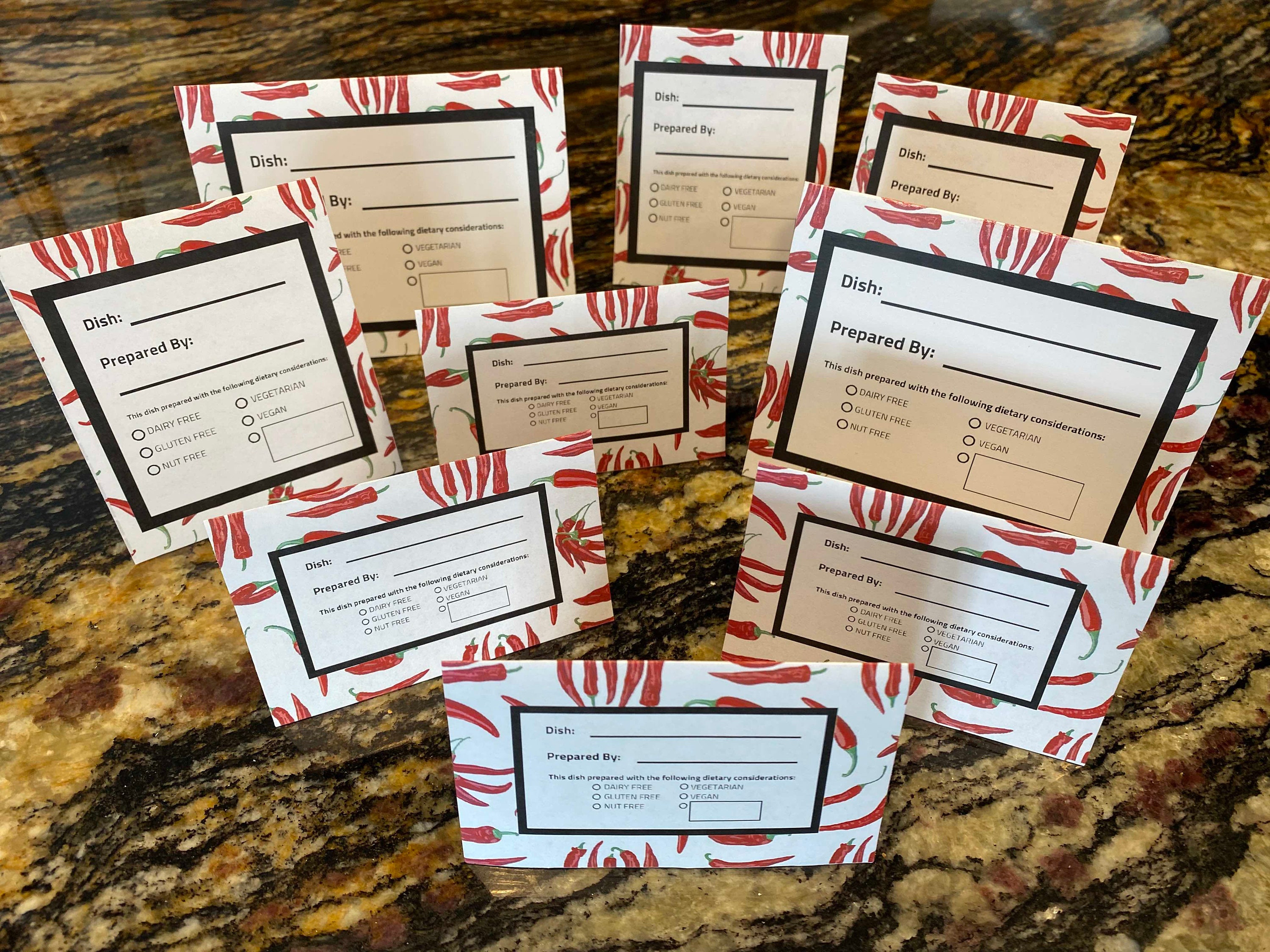 Chili Pepper Dietary Cards potluck, Bake Sale, Meal Share Digital File ...