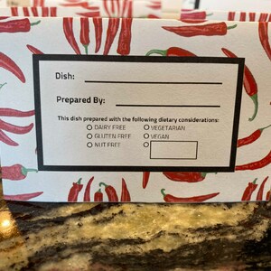 Chili Pepper Dietary Cards (potluck, Bake Sale, Meal Share) - Digital ...