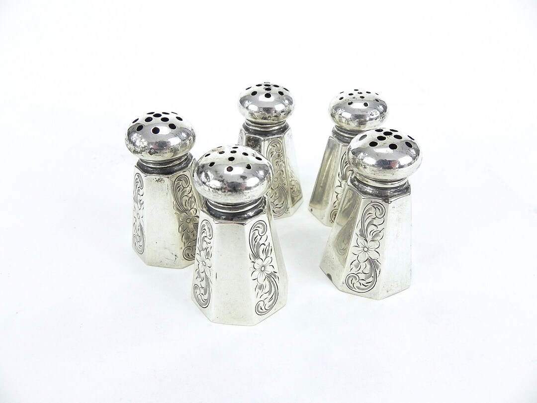 Birks Sterling Silver Salt & Pepper Shakers Engraved Silver Small ...