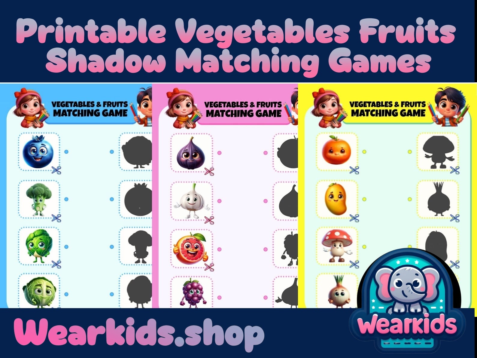 Printable Vegetable and Fruits Matching Activity, Digital Download ...