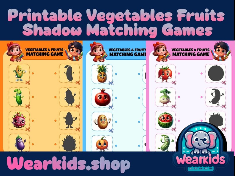Printable Vegetable and Fruits Matching Activity, Digital Download ...