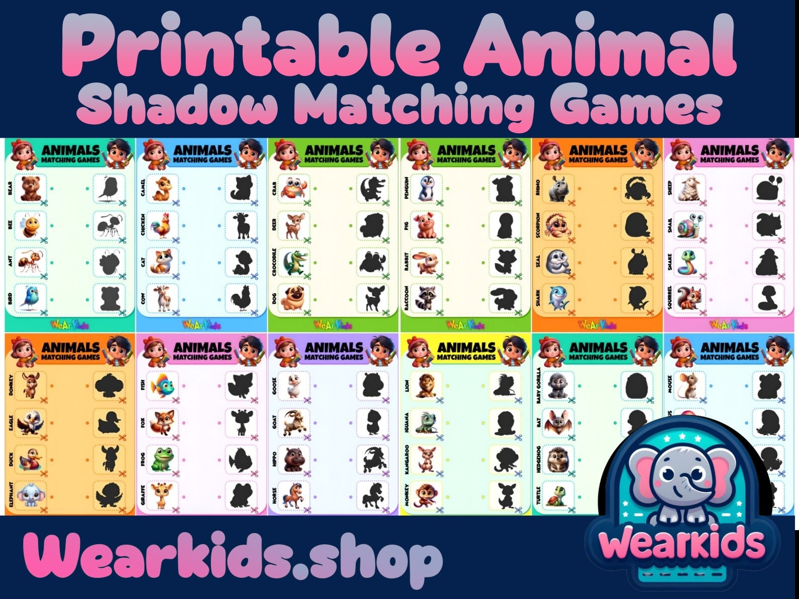 Printable Animal Matching Activity, Digital Download, Activity for ...