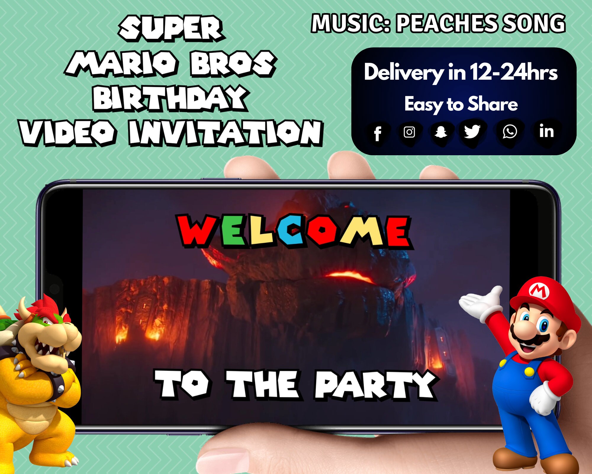 Super Mario Video Invitation, Super Mario the Movie Video Invitation ...