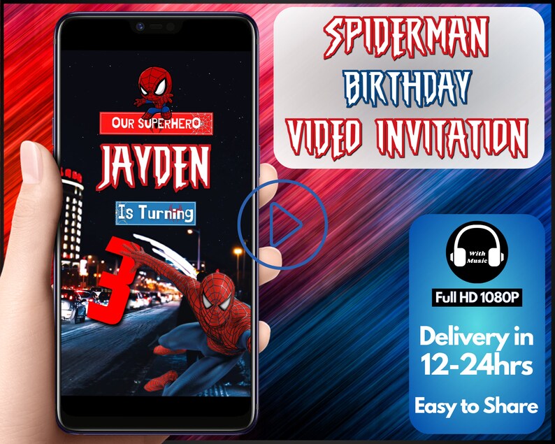 Spiderman Birthday Video Invitation, Amazing Spiderman Video Invitation ...