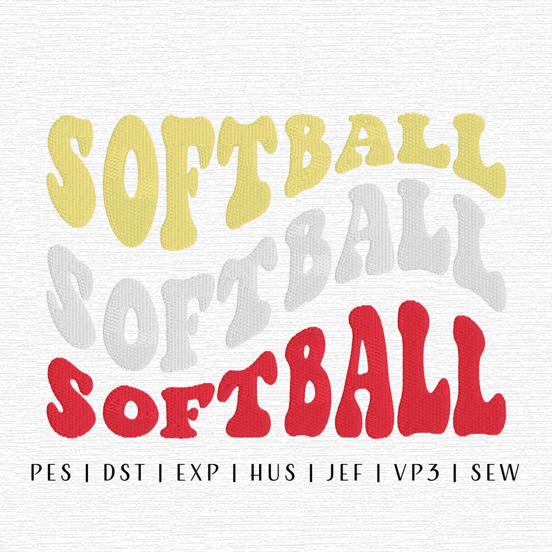 Softball Embroidery Design File, Groovy Softball, Trendy Embroidery ...