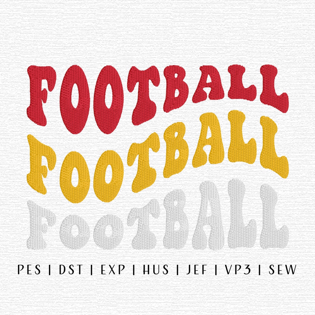 Football Embroidery Design File, Groovy Football, Trendy Embroidery ...