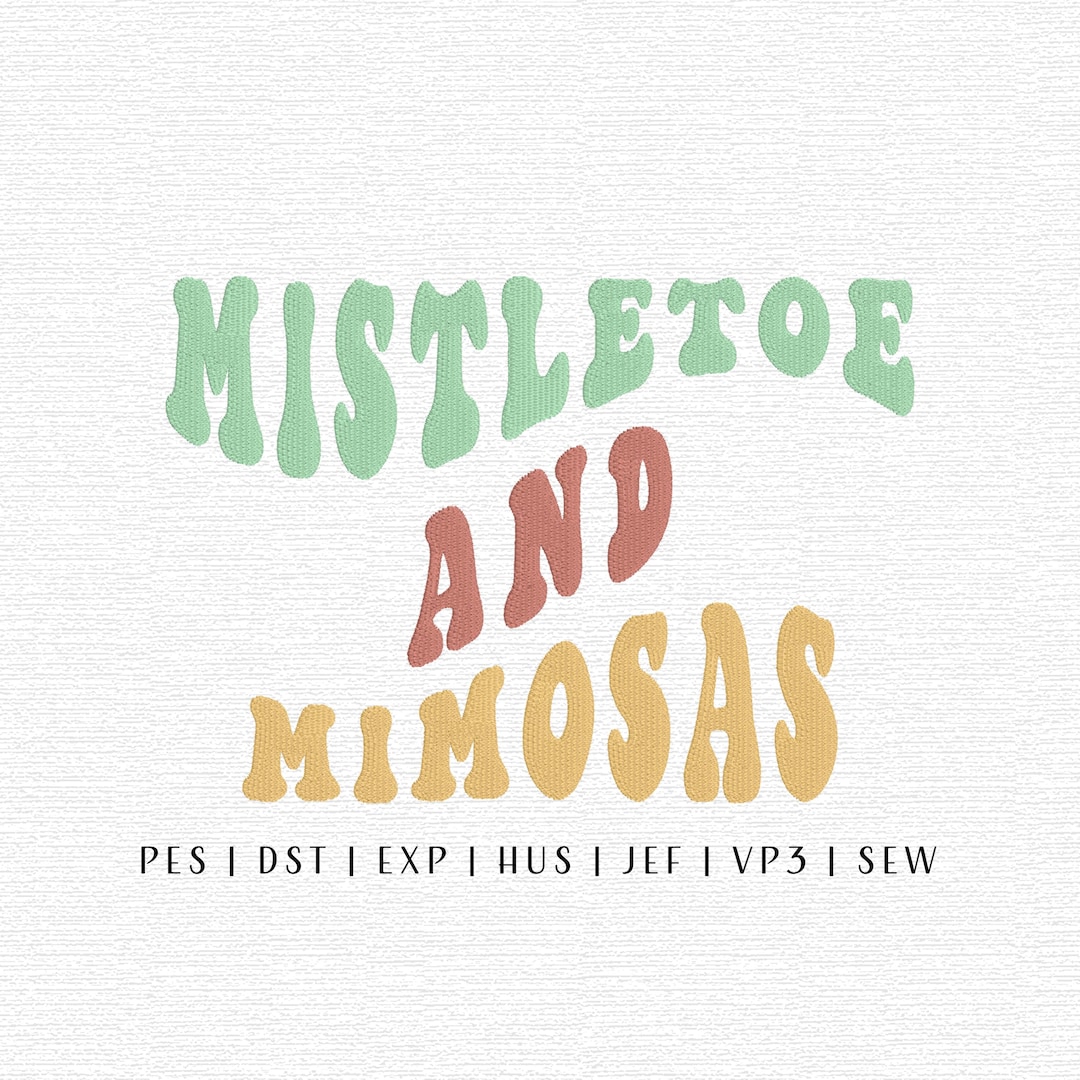 Mistletoe and Mimosas Embroidery Design File, Groovy Christmas, Groovy ...
