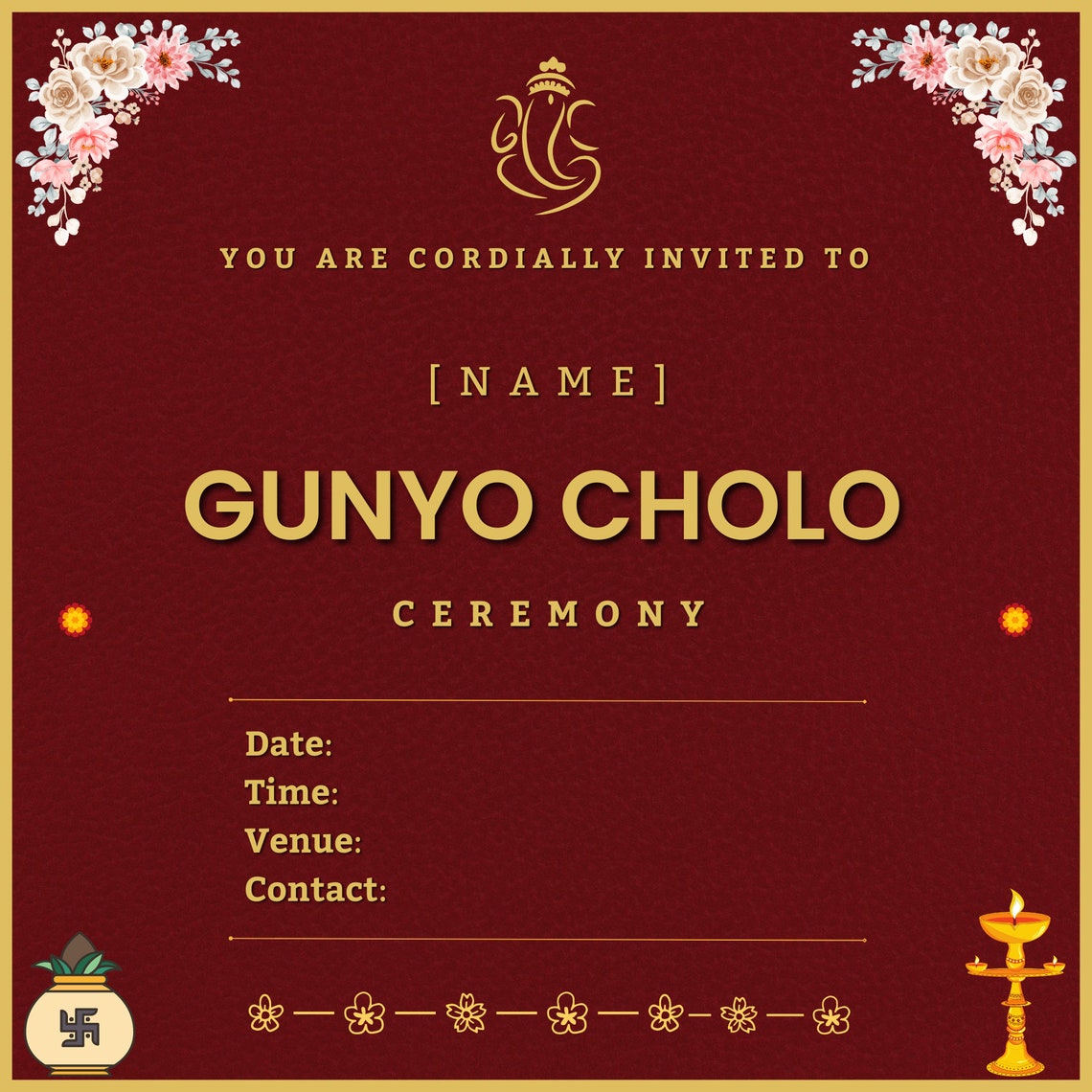 Nepali Gunyo Cholo Invitation Card - Etsy Canada