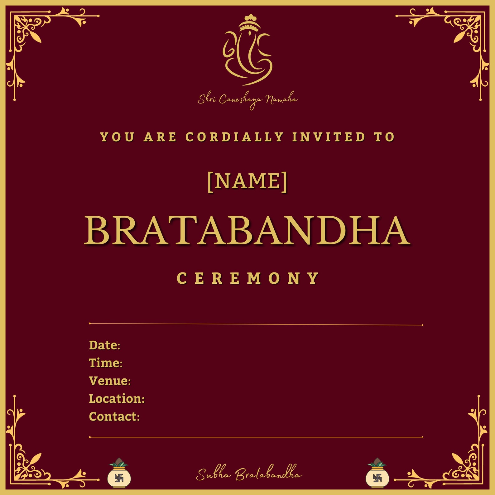 Nepali Bartaman / Upanayan Invitation Card - Etsy