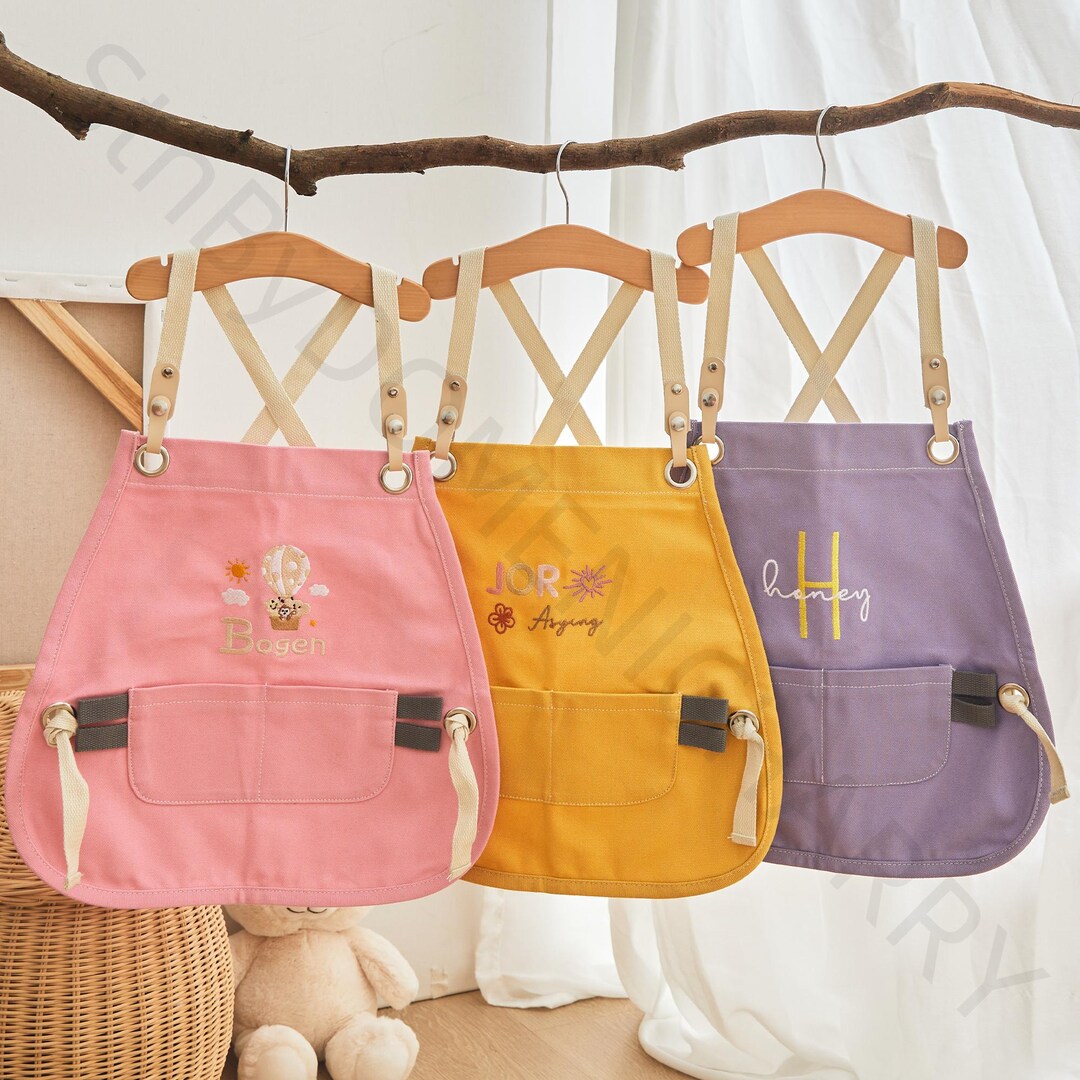 Embroidered Kid Aprons - Custom Name Pink Apron, Embroidered Name,chef ...