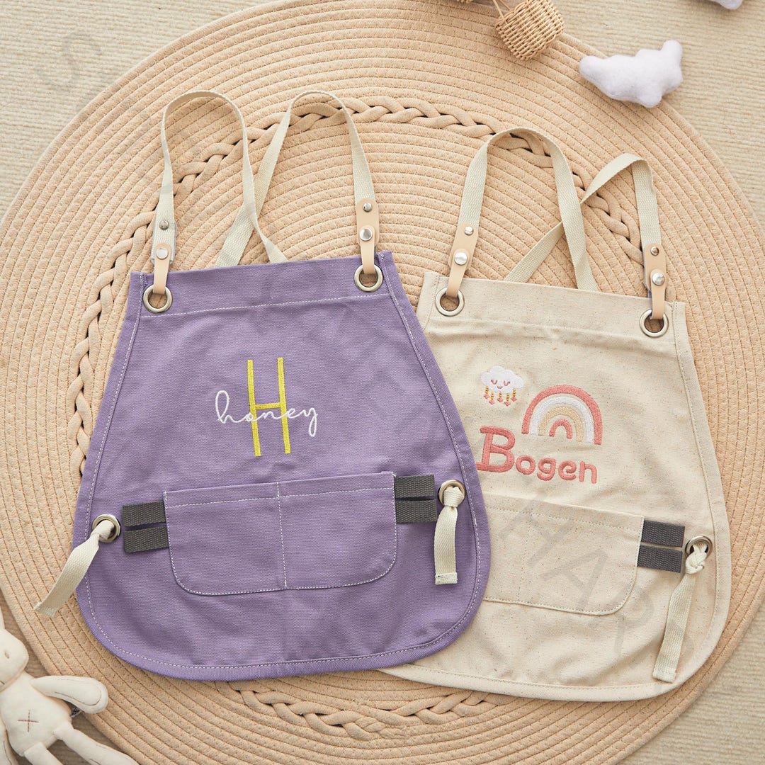 Rainbow Embroidered Apron - Rainbow Toddler Cooking Aprons, Baking ...
