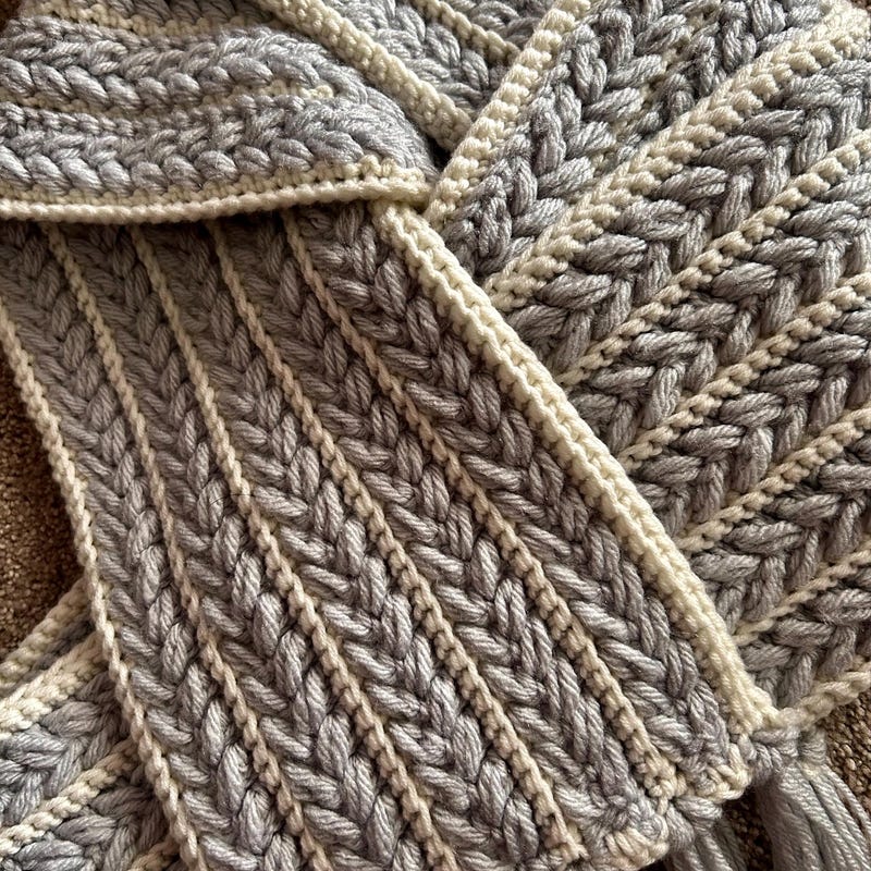 Crochet Scarf Light Grey - Etsy