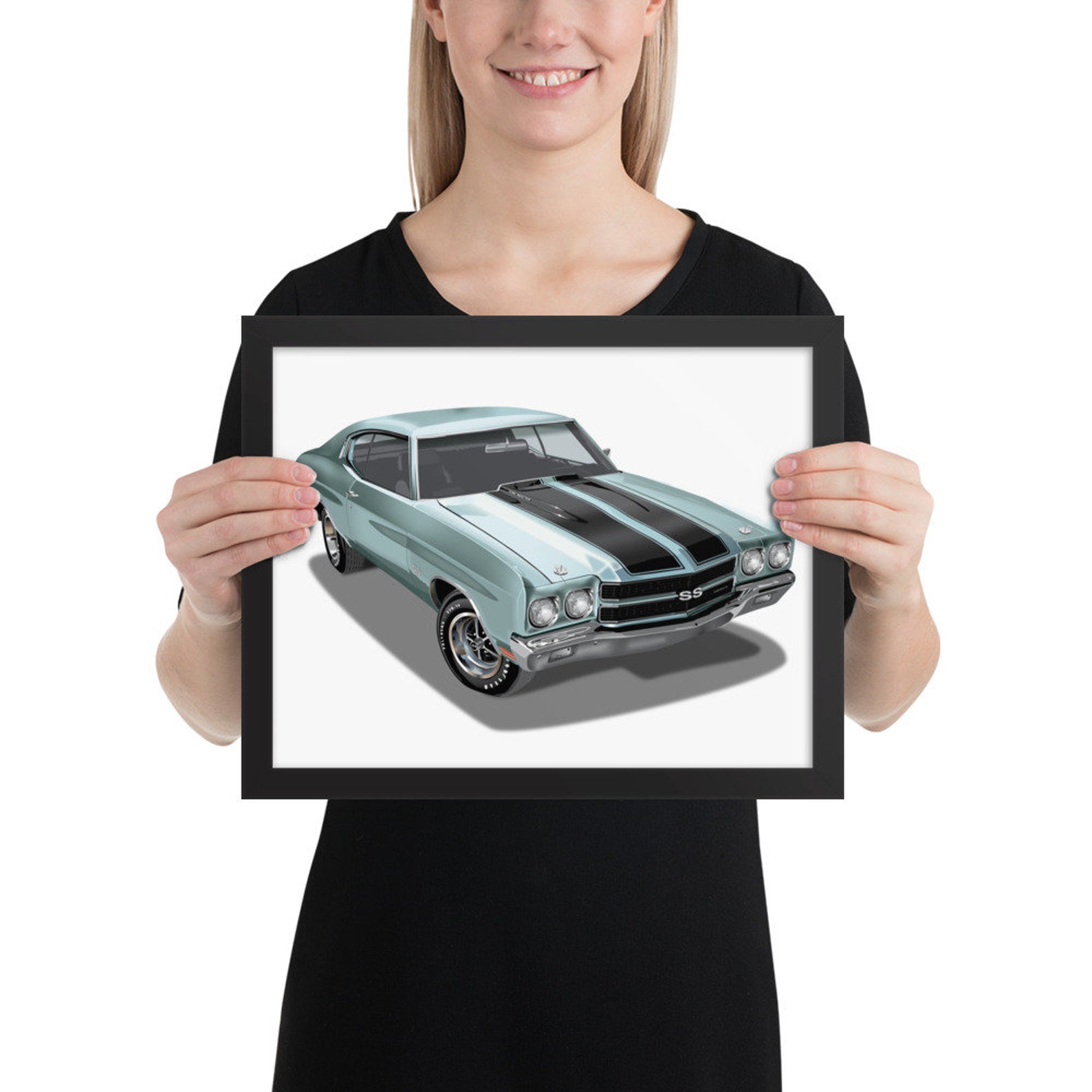 Classic 1970 Chevrolet Chevelle Illustrated Matte Paper Print Framed ...