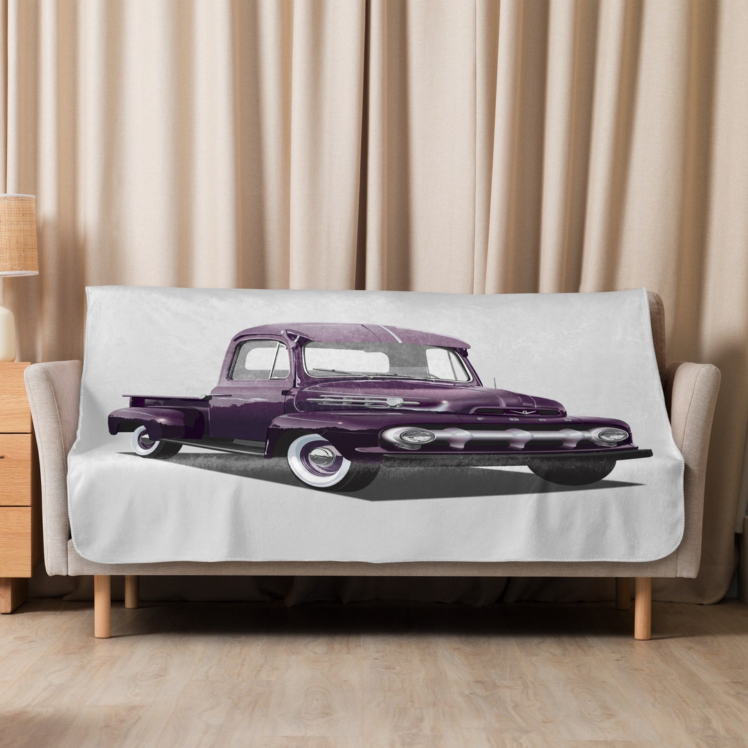 Illustrated 1952 Ford F100 Vintage Pickup Truck Sherpa Blanket - Etsy