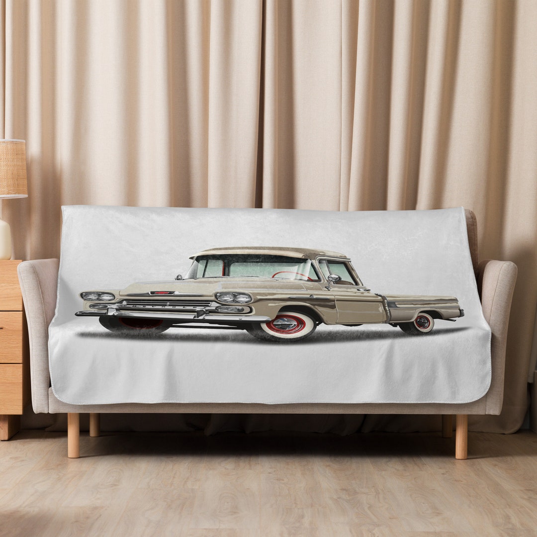 Illustrated Vintage 1955 Cream Chevrolet Cameo Pickup Truck Sherpa ...