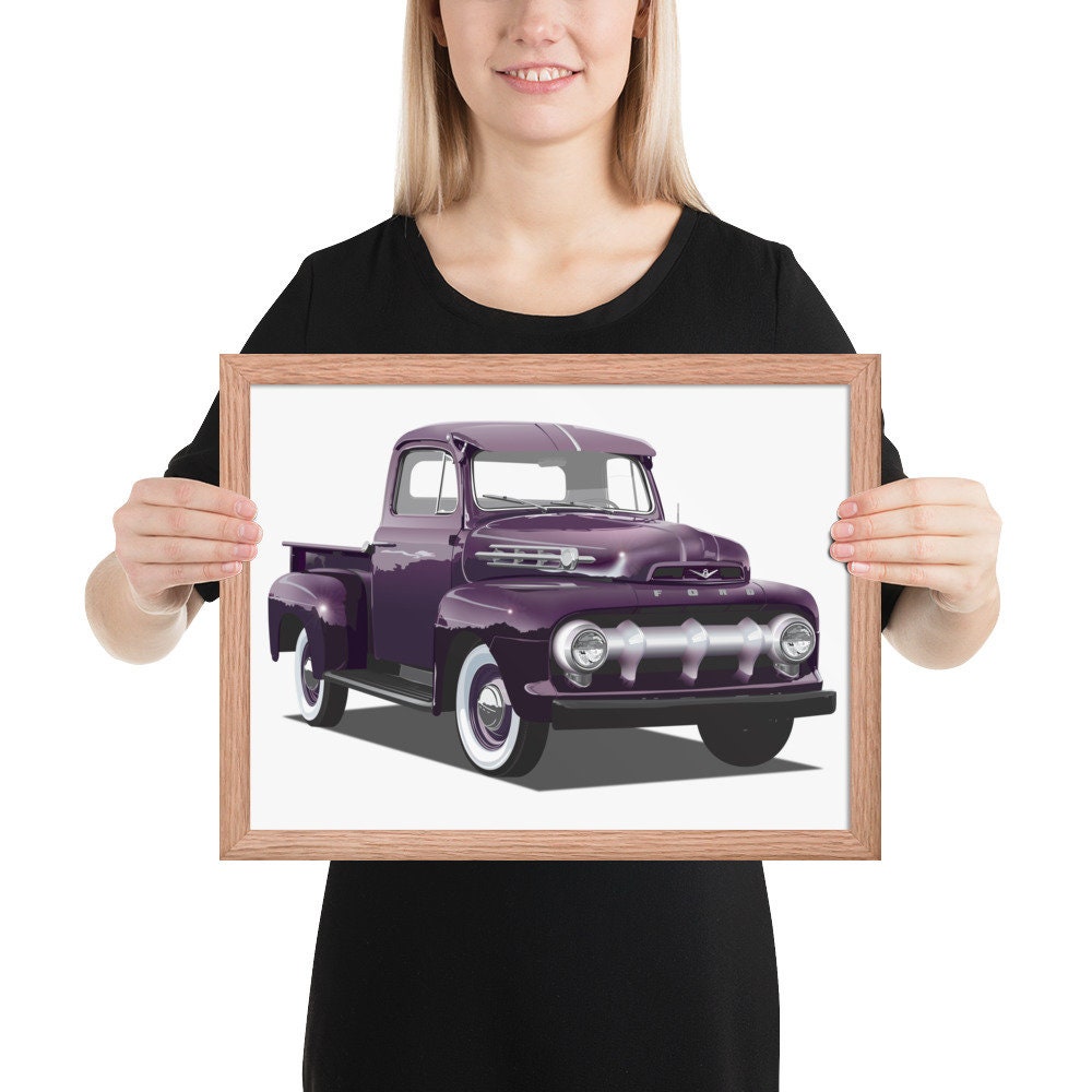 1952 Ford F100 Classic Pickup Illustrated Matte Paper Print Framed ...