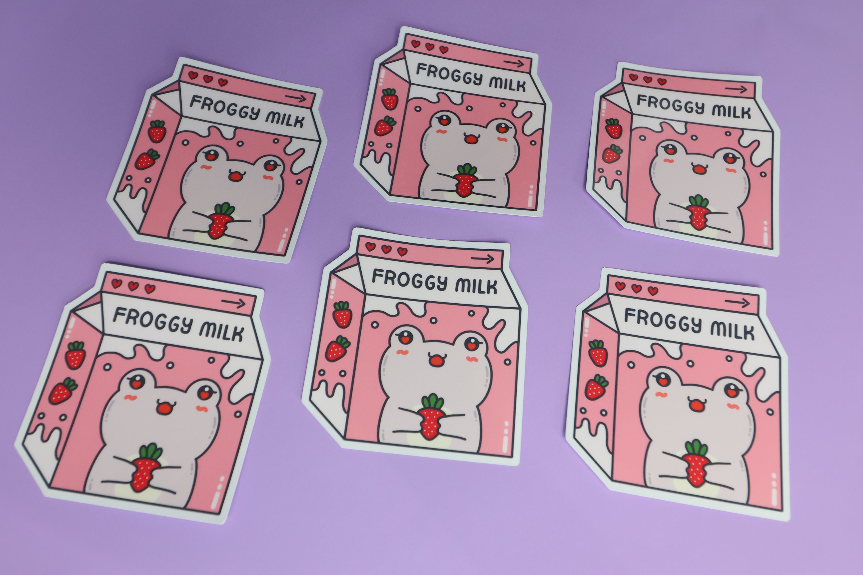 Kawaii Milk Sticker Strawberry Milk Frog Sticker Flavored Milk Sticker ...