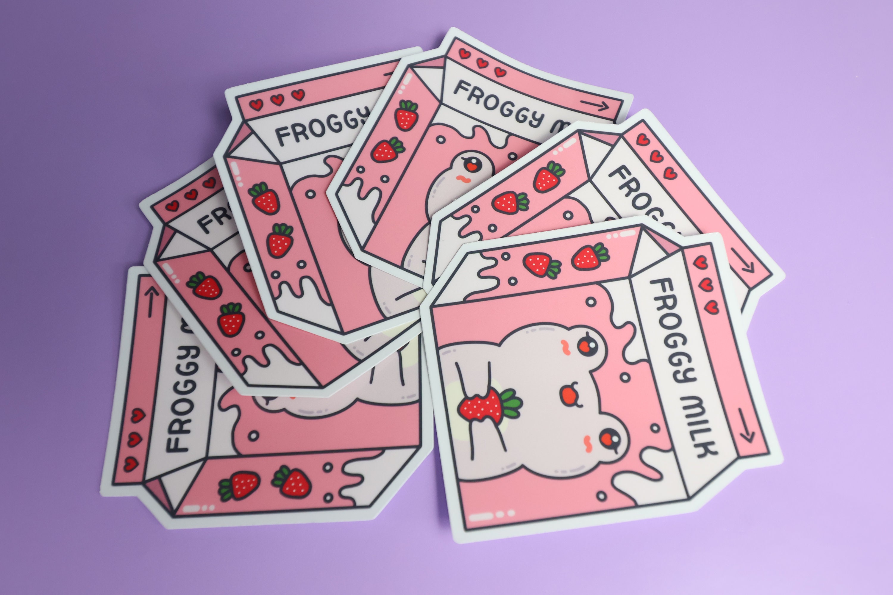 Kawaii Milk Sticker Strawberry Milk Frog Sticker Flavored Milk Sticker ...