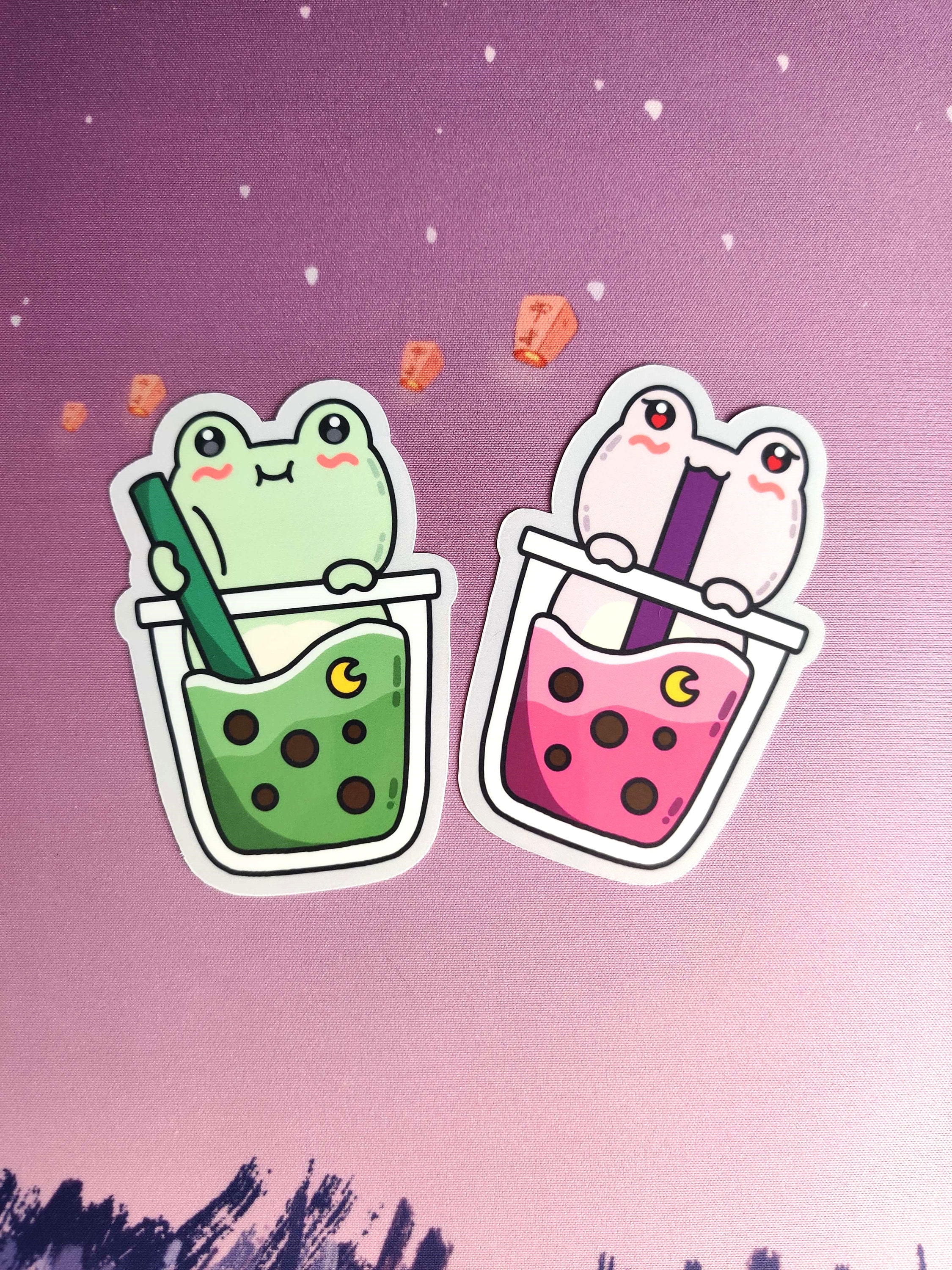 Frog Sticker Kawaii Boba Tea Sticker Bubble Tea Froggy - Etsy