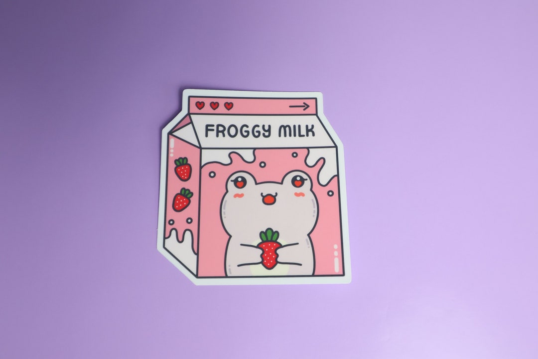 Kawaii Milk Sticker Strawberry Milk Frog Sticker Flavored Milk Sticker ...