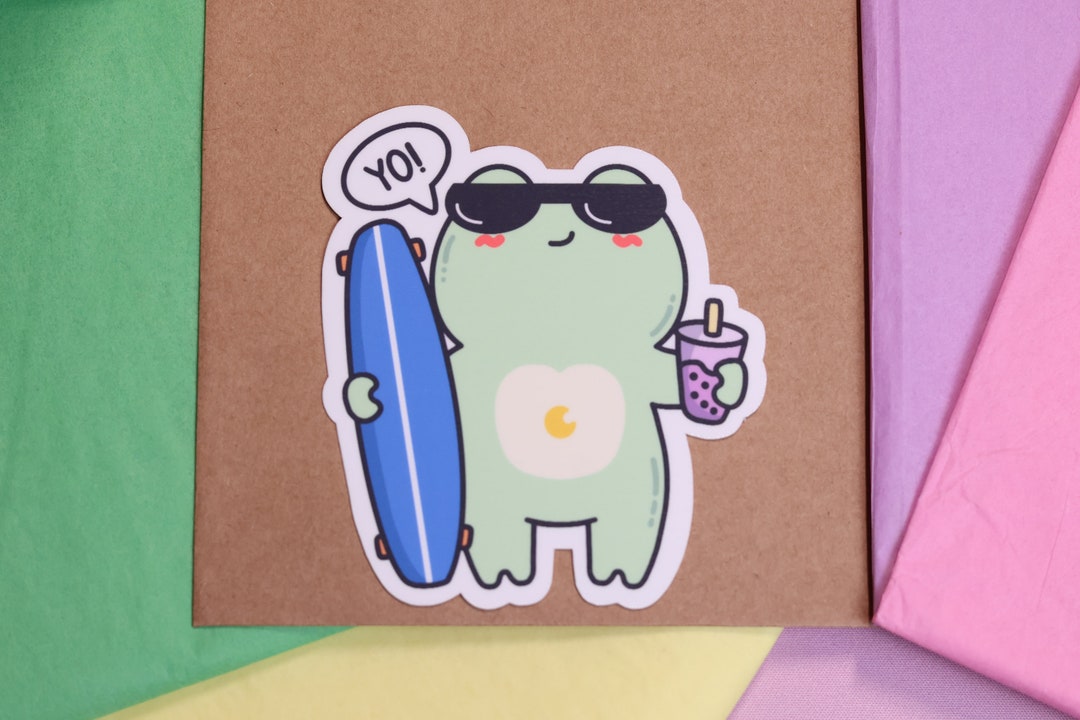Frog Sticker Cool Froggy Sticker Kawaii Gift Waterbottle - Etsy
