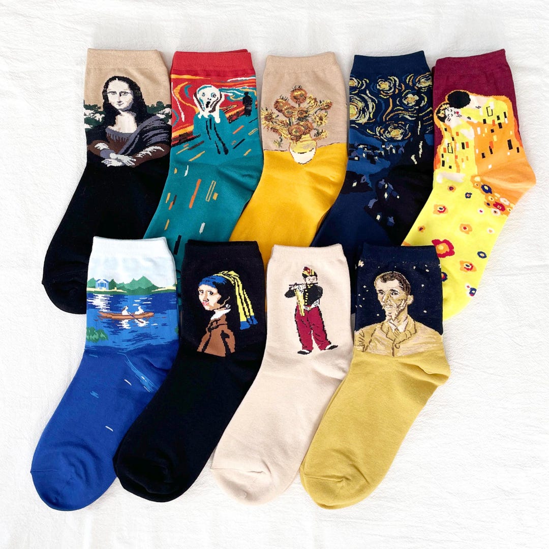 Art Painting, Famous Painting Socks, Women's Cotton Socks, Funny Socks ...
